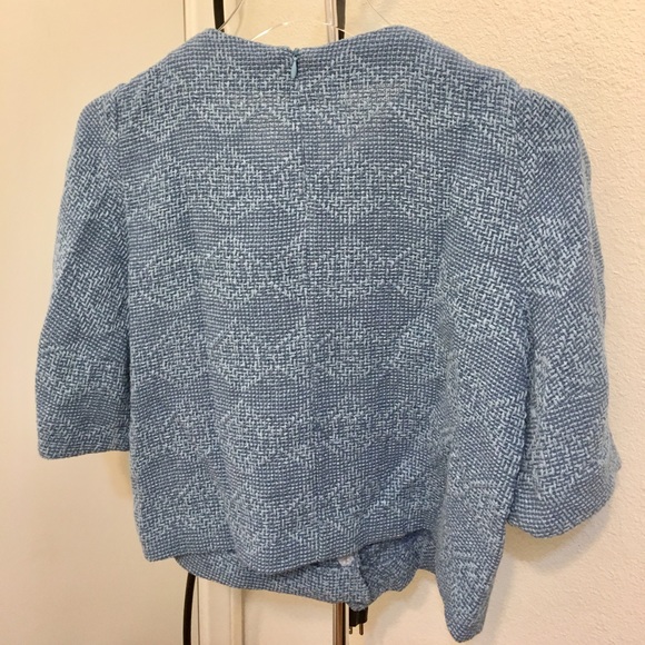 Zara | Tops | Zara Sky Blue Tweed Top With Buttons | Poshmark